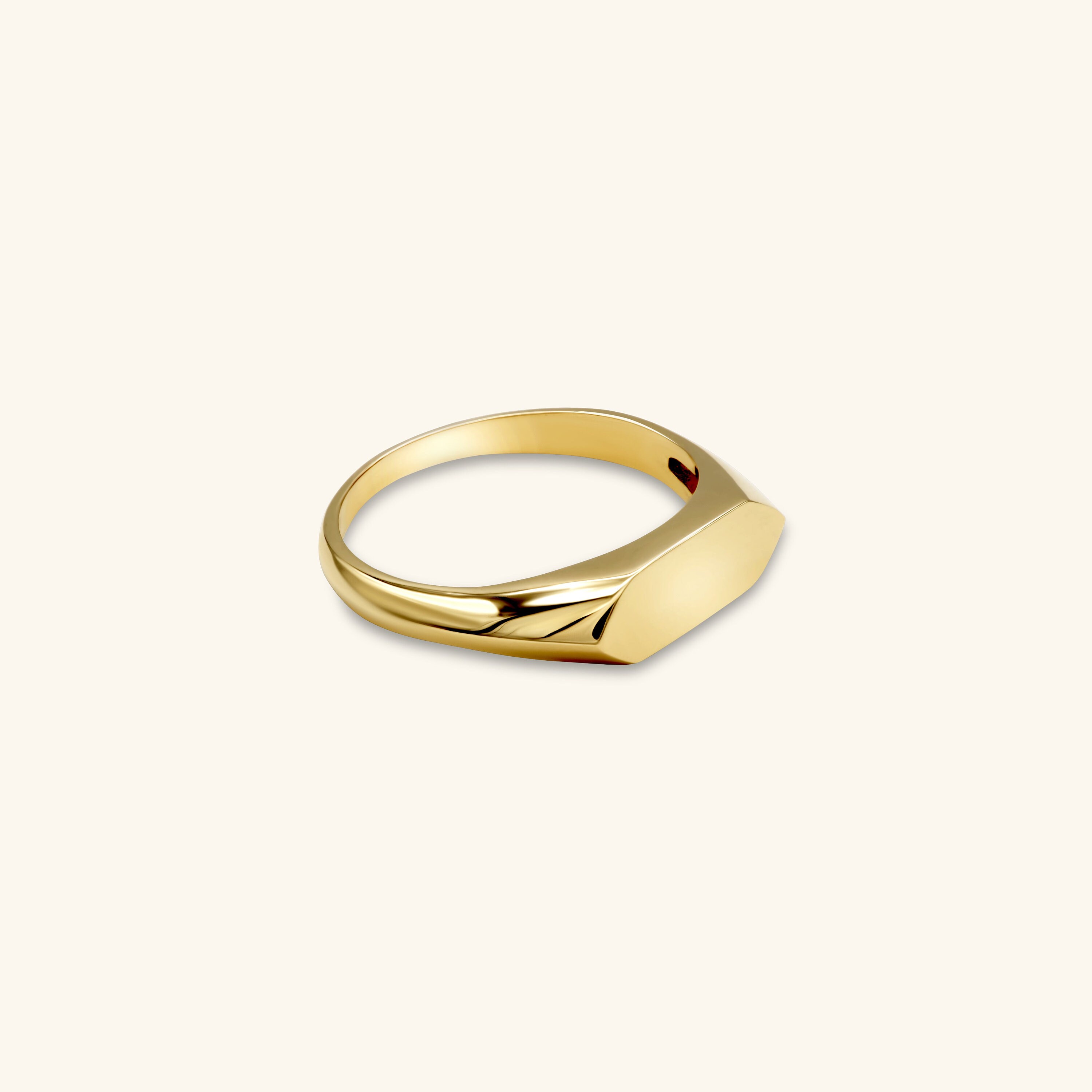 14k Solid Gold Signet Ring | Statement Gold Signet Ring | Female Signet ...