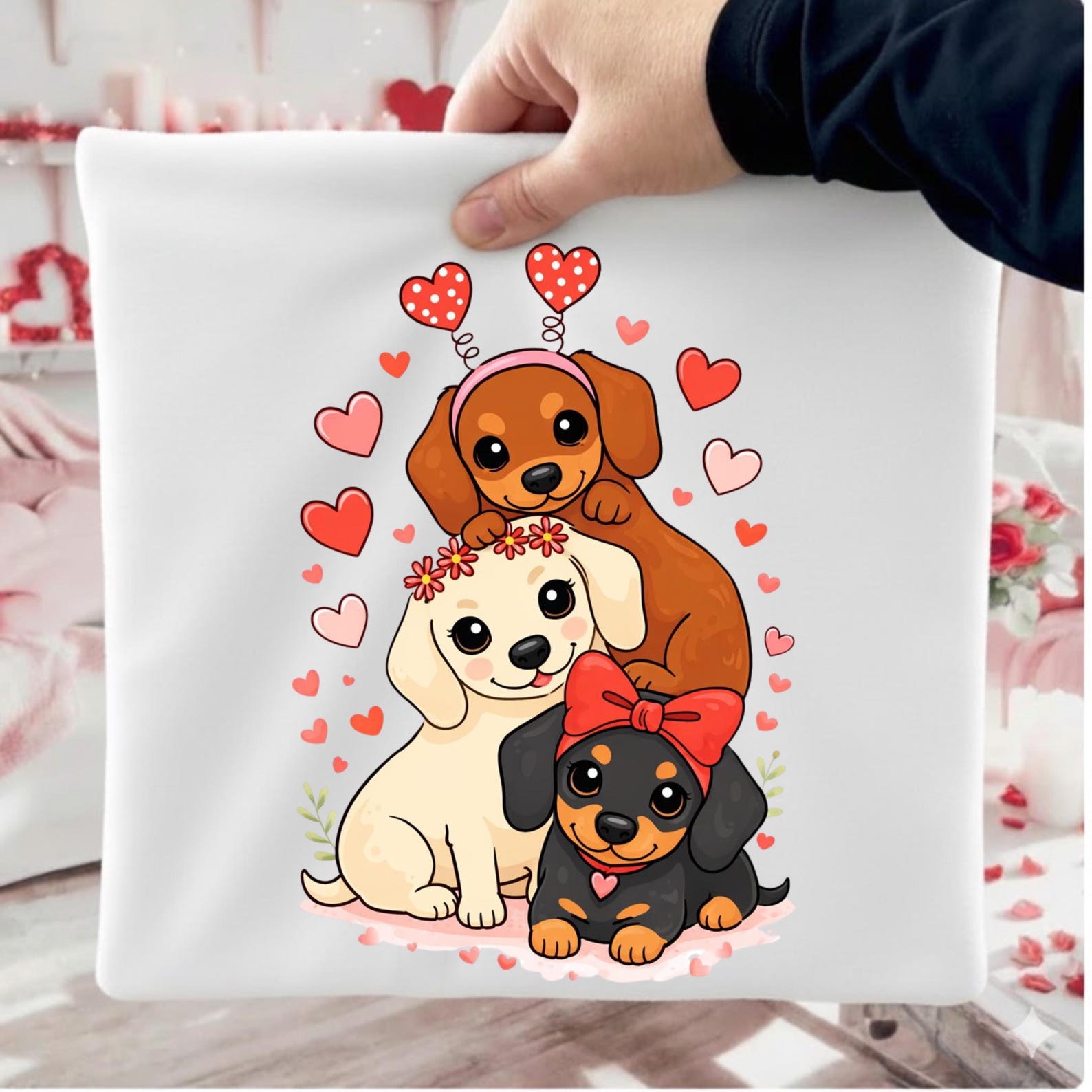 Valentine Dachshund Puppies PNG | Cute Love Dog Clipart | Heart Puppy ...