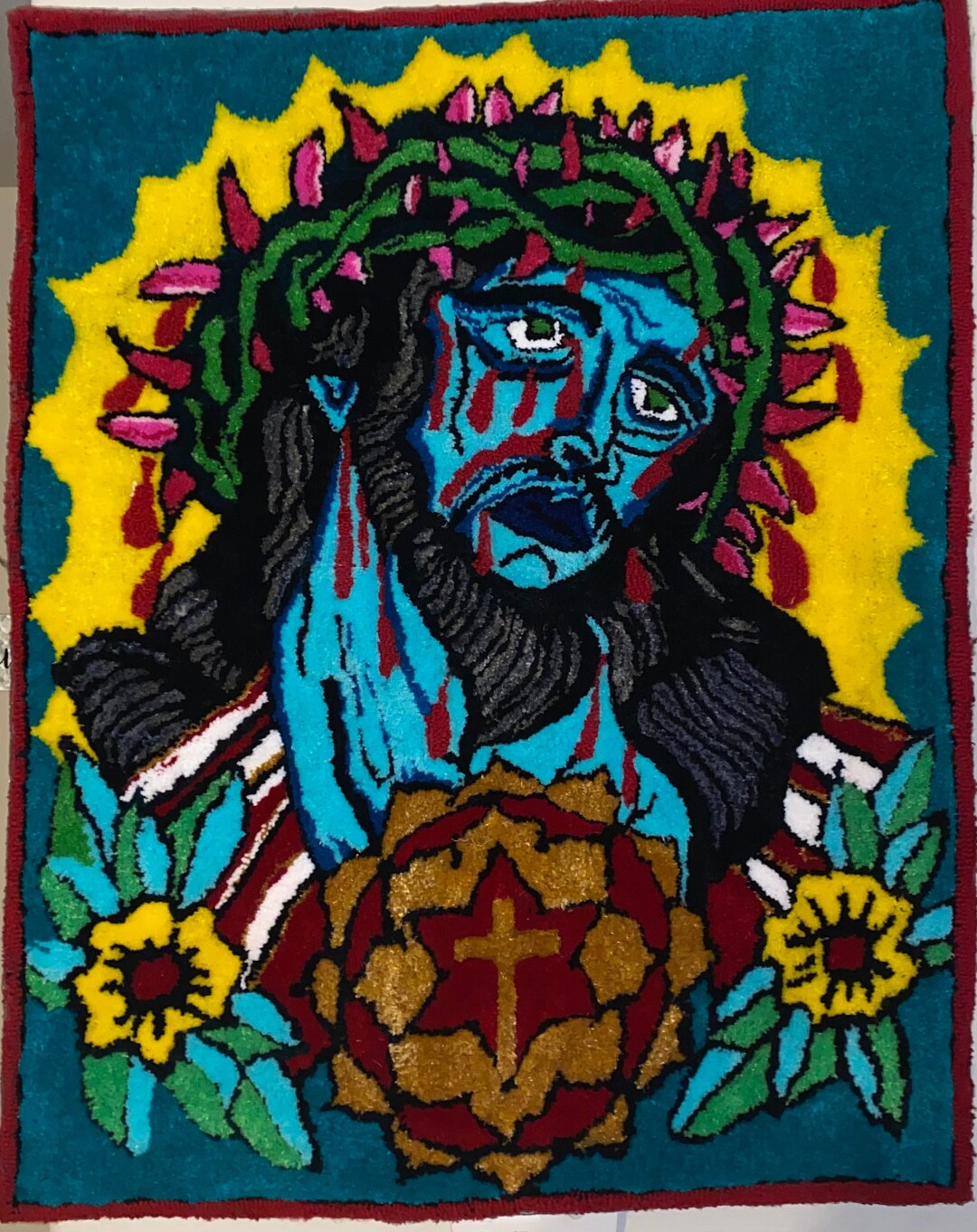 Blue Jesus Tufted Wall Rug - Etsy
