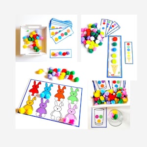 4 Color Activities With Pompoms and Fine Motor Skills Worksheet for ...