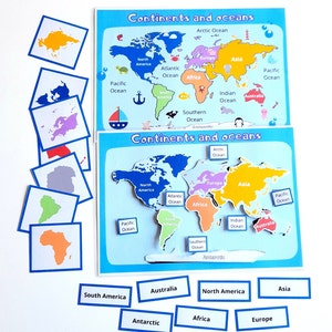 Continents and Oceans, Geography Worksheet, Printables Homeschool ...