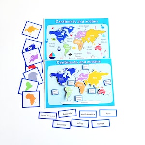 Continents and Oceans, Geography Worksheet, Printables Homeschool ...
