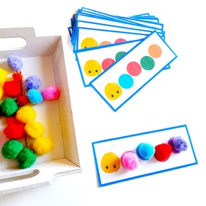 Color Activity With Pompoms and Fine Motor Skills Worksheet for ...