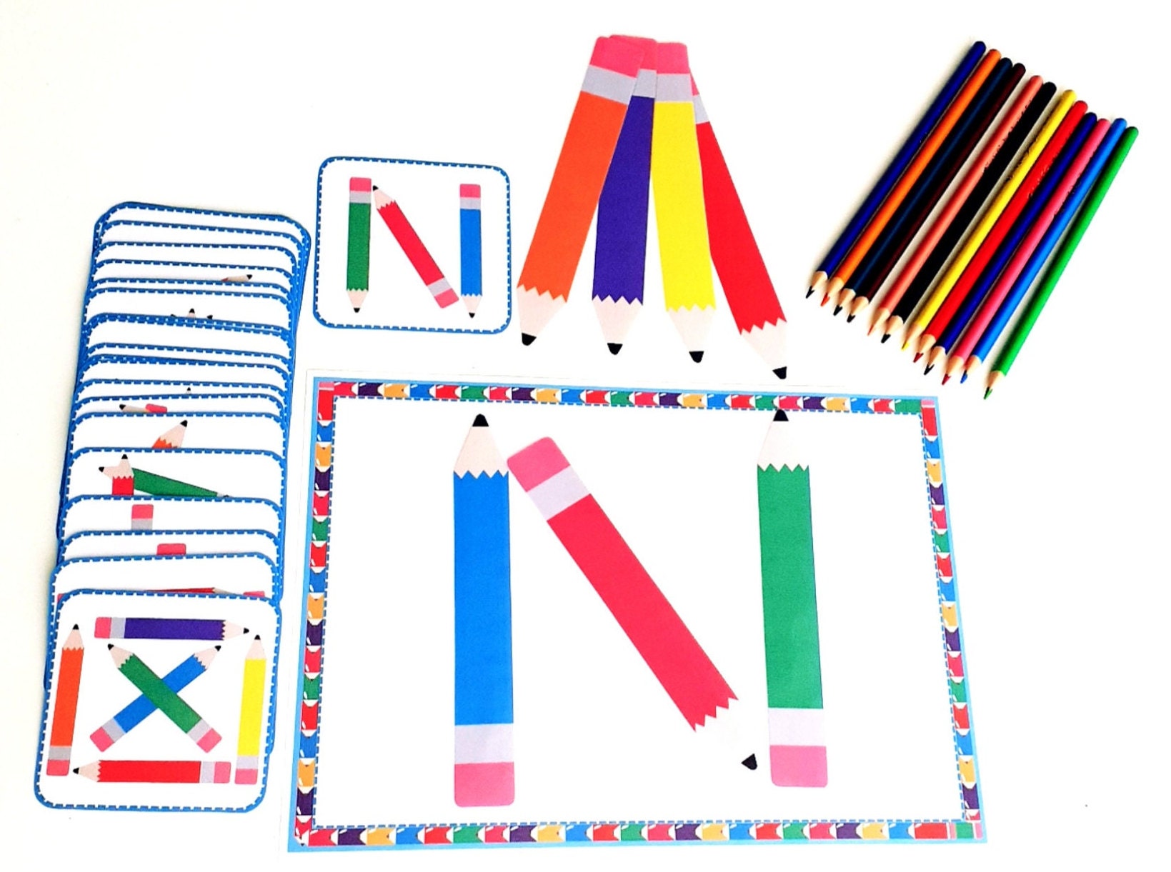 Pencil Pattern Activity Pattern Strips Color Matching Game - Etsy