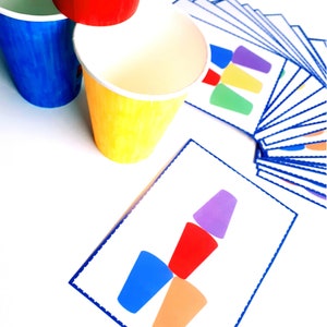 Stacked Cups Pattern Activity, Printable Color Matching Game. - Etsy