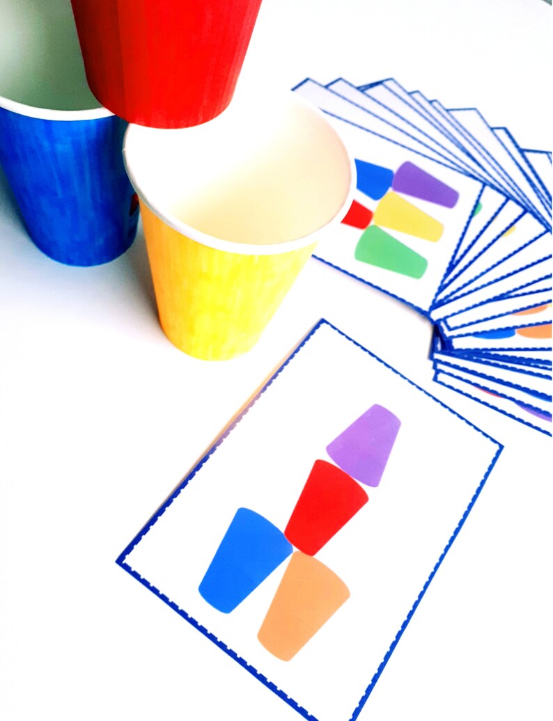 Stacked Cups Pattern Activity Printable Color Matching Game. - Etsy