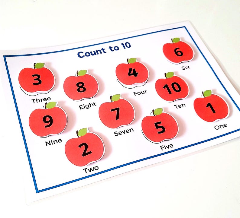 Learn to Count 1 to 10 With Apple - Etsy
