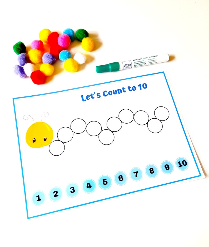 Caterpillar Counting Activity Numbers 1 to 10 Count for Kids (Instant ...