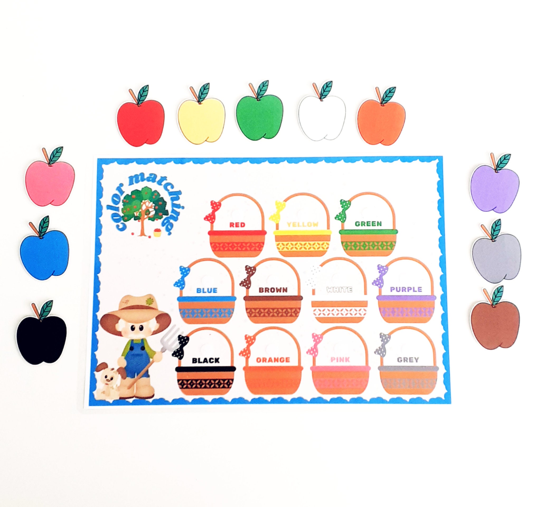 Apple Color Matching Game, Fine Motor Activity - Etsy