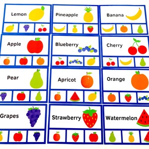 Matching Fruits Flash Cards , Memory Game, Printable Game for ...