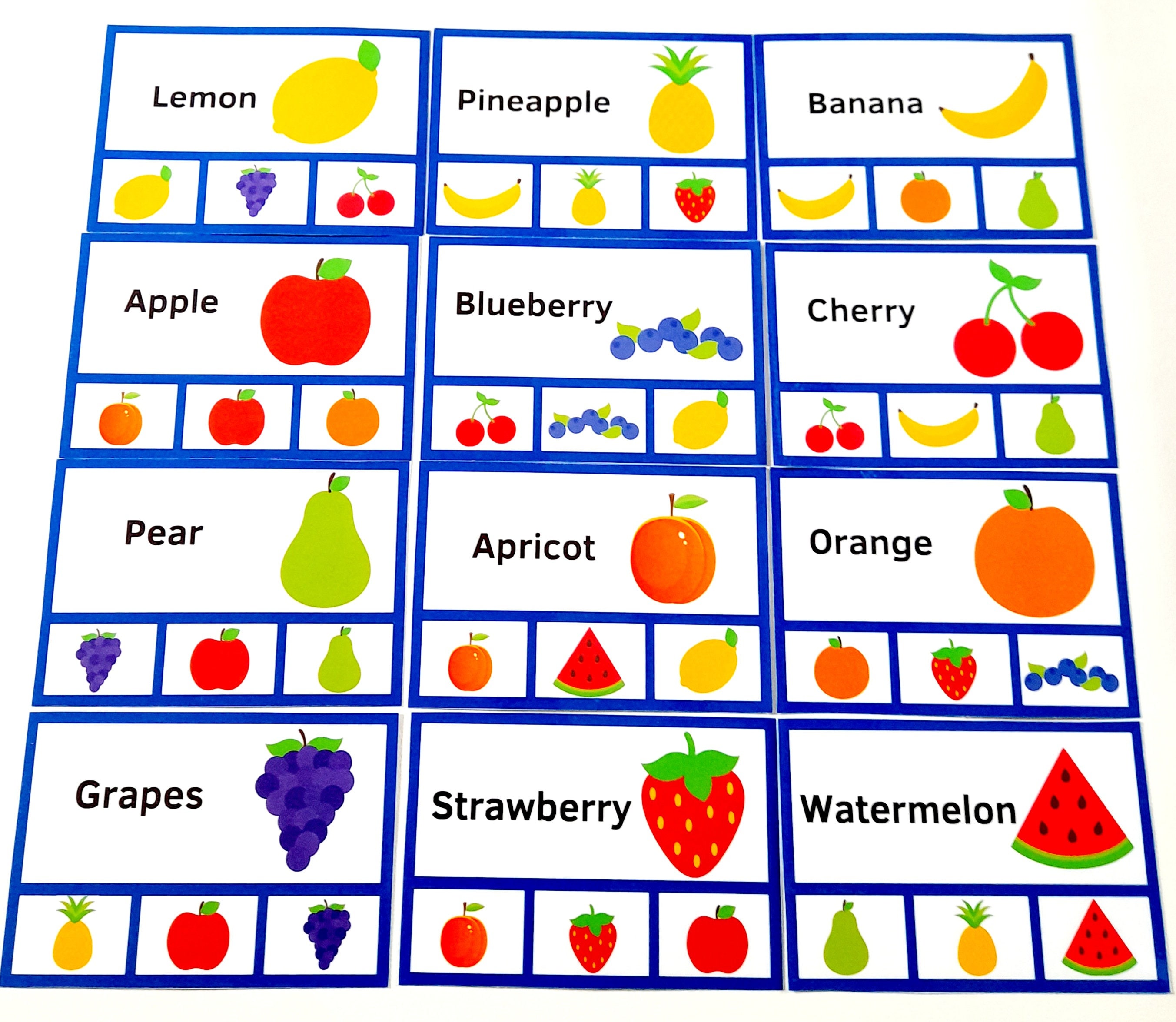 Matching Fruits Flash Cards Memory Game Printable Game for - Etsy