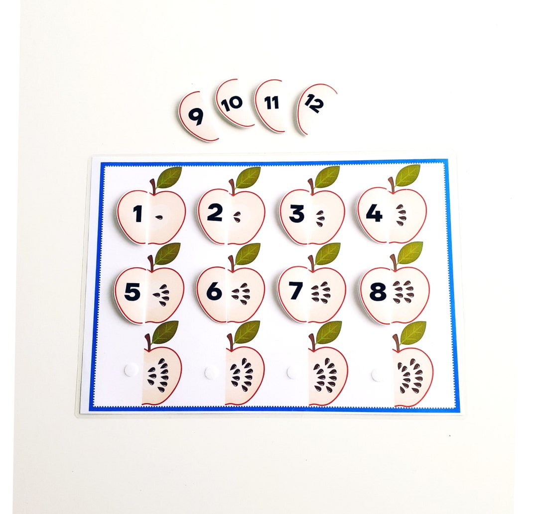 Apple Seed Counting Activity, Number Matching Game, Printable Learning ...