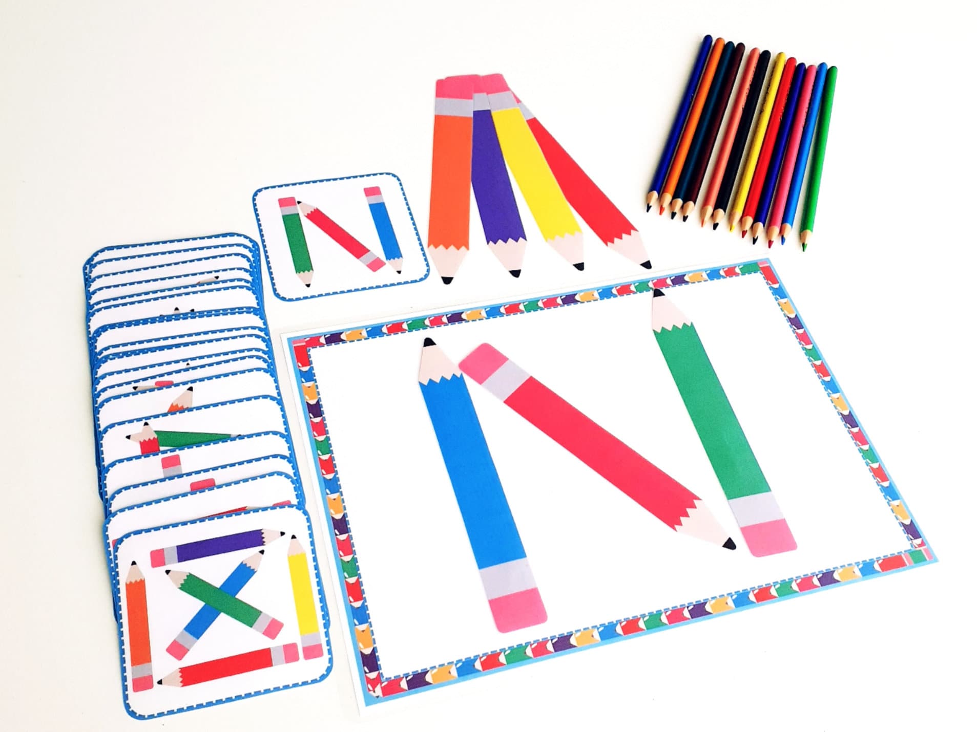 Pencil Pattern Activity Pattern Strips Color Matching Game - Etsy