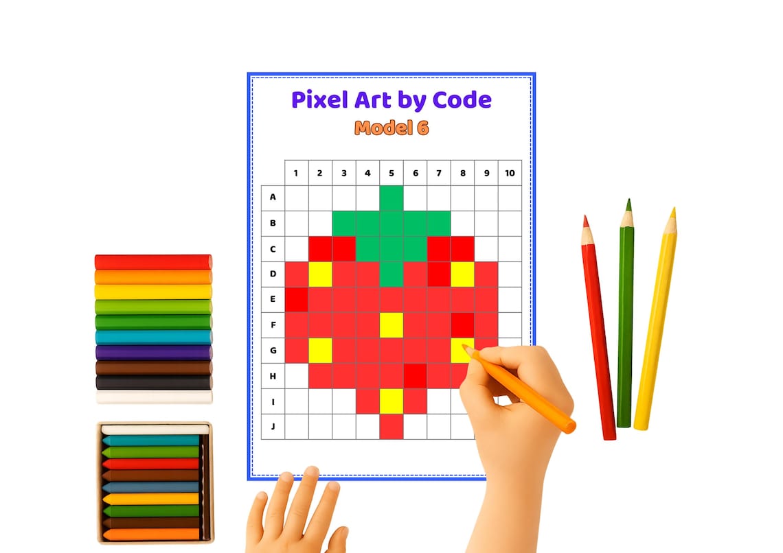 Pixel Art Activity for Kids – 32 Fun Code Coloring Grids + 2 Blank ...
