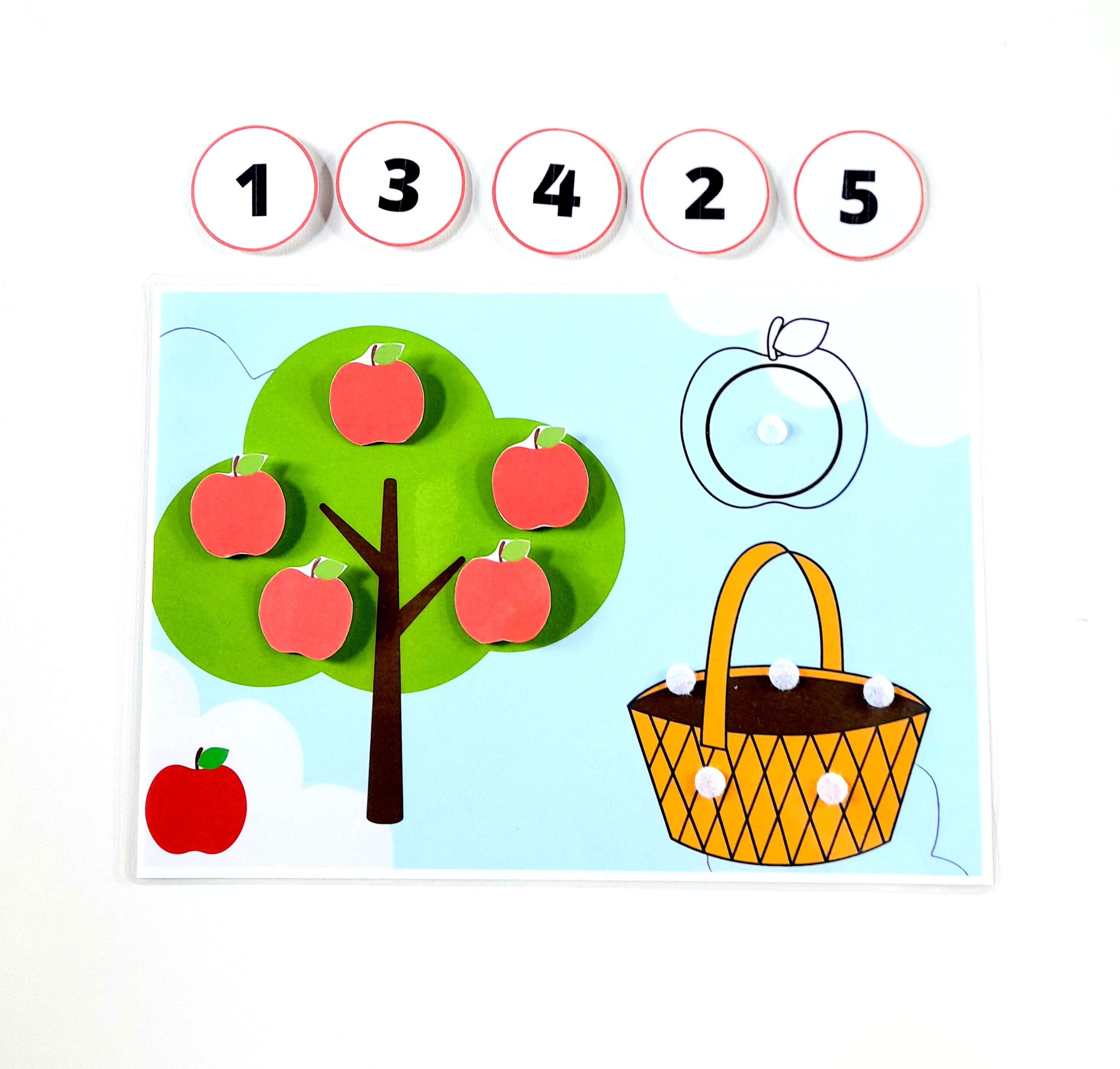 Apple Counting Activity, Preschool Counting, Kindergarten Worksheets ...
