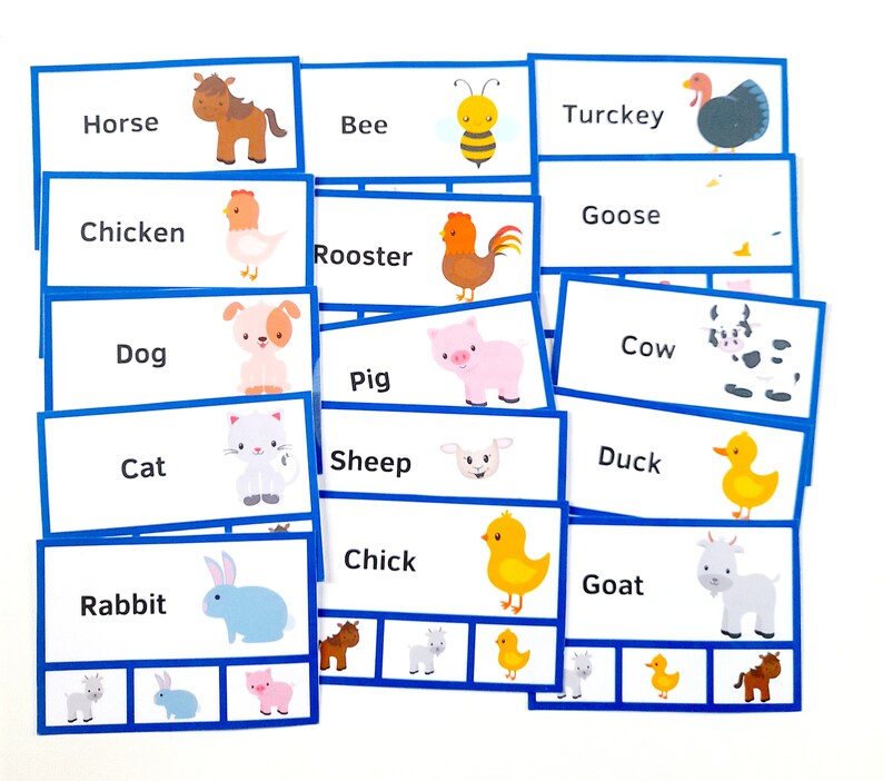 Matching Farm Animals Flash Cards Memory Game Printable - Etsy