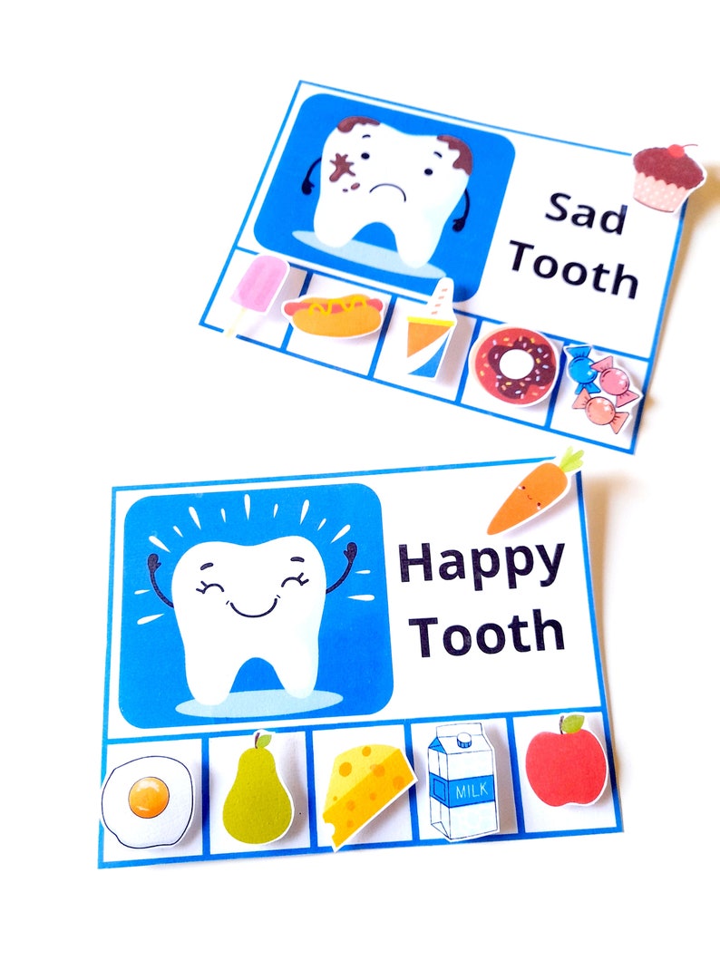 Sad and Happy Tooth, Dental Health Printable Worksheet for Toddlers ...