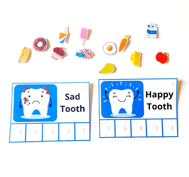 Sad and Happy Tooth, Dental Health Printable Worksheet for Toddlers ...
