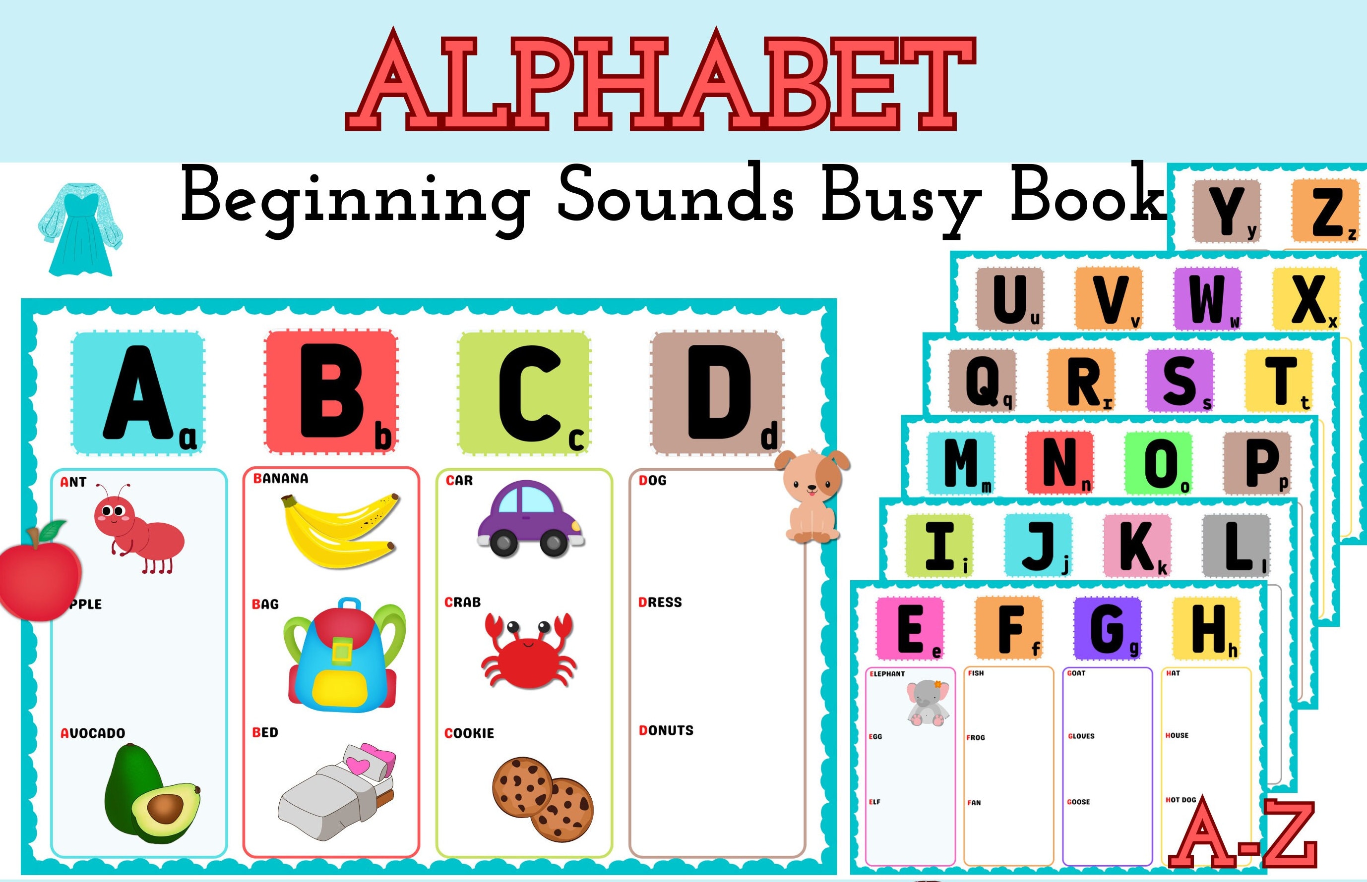 Beginning Sound Worksheet , Beginning Sounds Busy Book, Alphabet ...