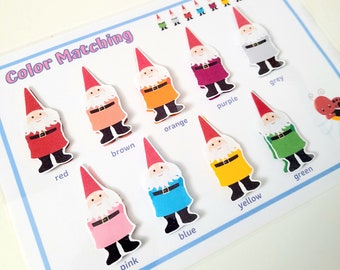 Digital Printable Color Matching Activity for Kids, Paint Palette Color ...