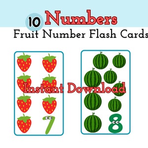 Fruit Number Flash Cards, Printable, Number Matching Game, Learning ...