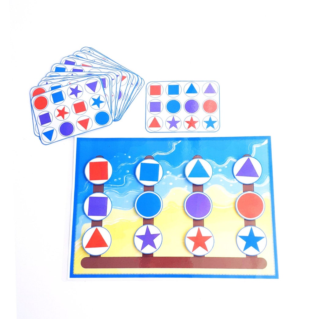 Printable Pattern Activity With Shapes, Shape Matching Game - Etsy