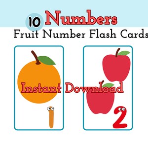 Fruit Number Flash Cards, Printable, Number Matching Game, Learning ...