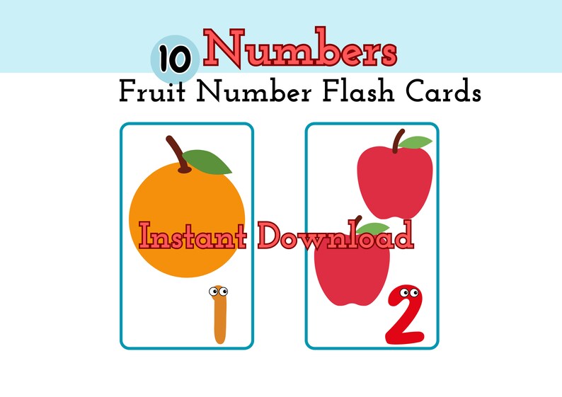 Fruit Number Flash Cards, Printable, Number Matching Game, Learning ...