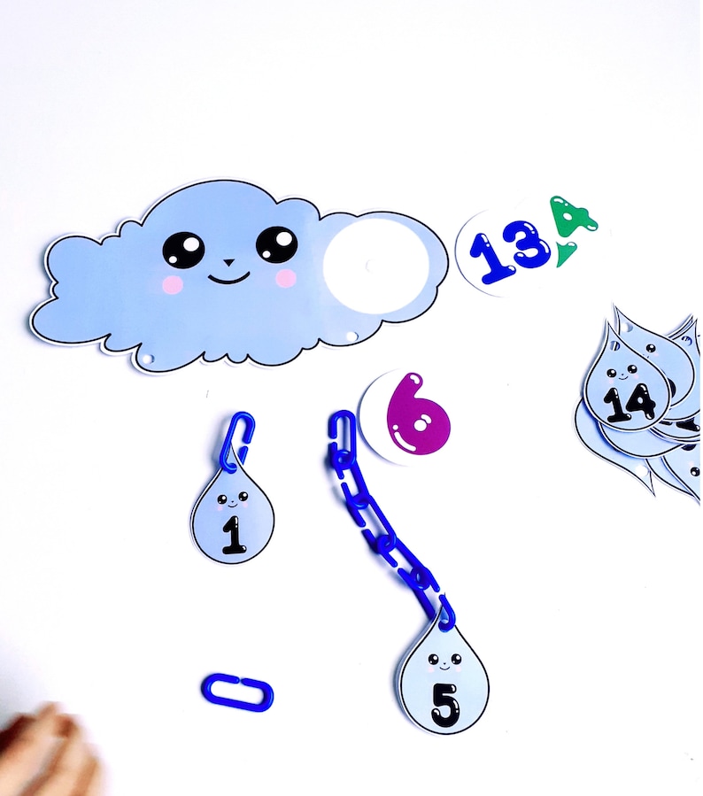 Rain Chains Counting Activity, Fine Motor Counting, Learn Numbers 1-20 ...