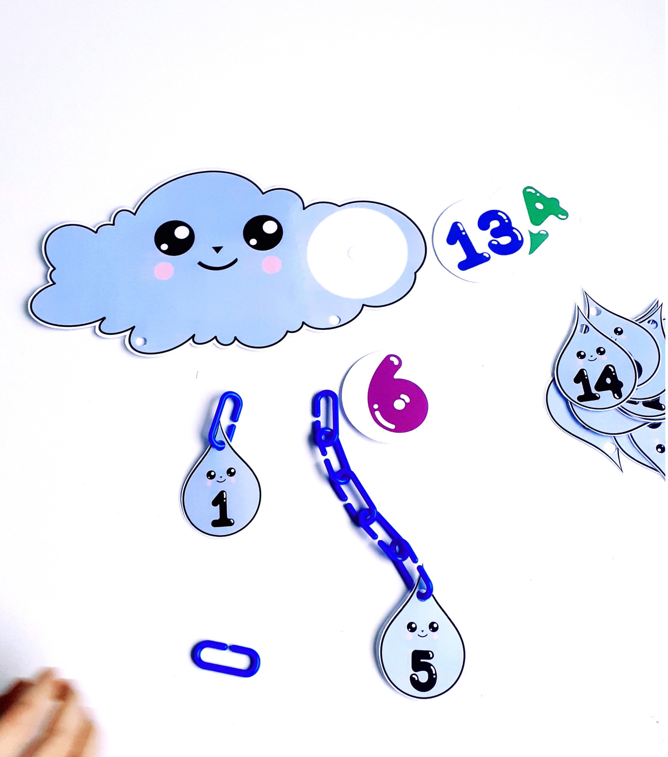 Rain Chains Counting Activity, Fine Motor Counting, Learn Numbers 1-20 ...