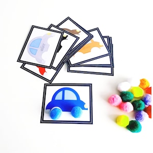 Car Color Activity With Pompoms, Fine Motor Skills, Homeschool ...