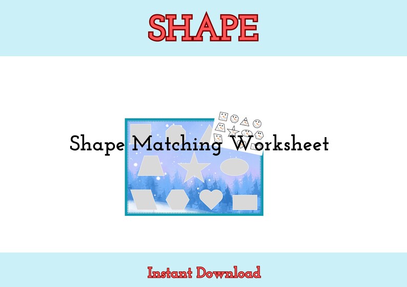 Shape Matching Game, Winter Printable Match Activity, Fine Motor Skills ...