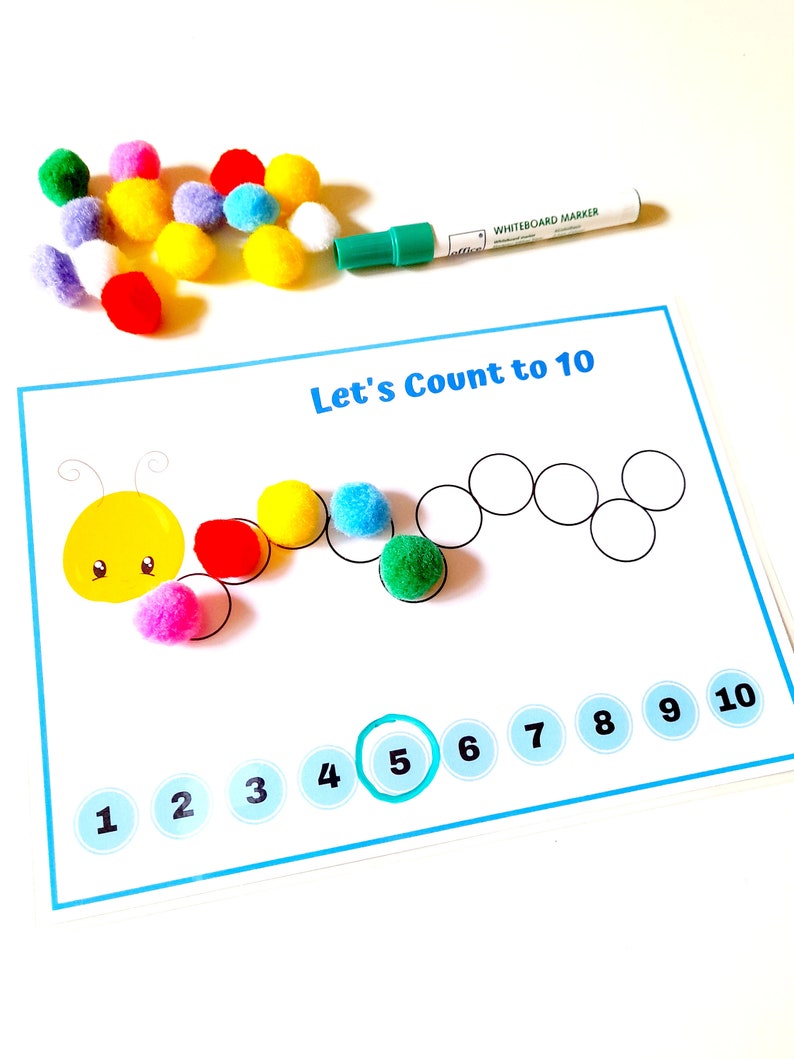 Caterpillar Counting Activity Numbers 1 to 10 Count for Kids (Instant ...