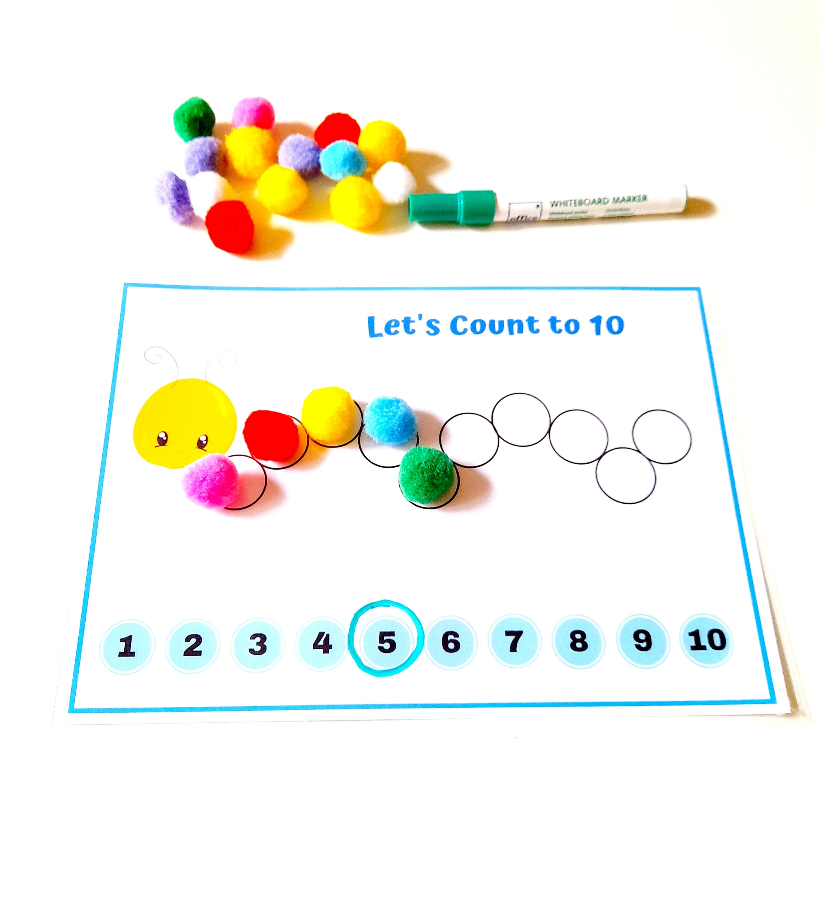 Caterpillar Counting Activity Numbers 1 to 10 Count for Kids (Instant ...