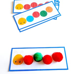 Color Activity With Pompoms and Fine Motor Skills Worksheet for ...