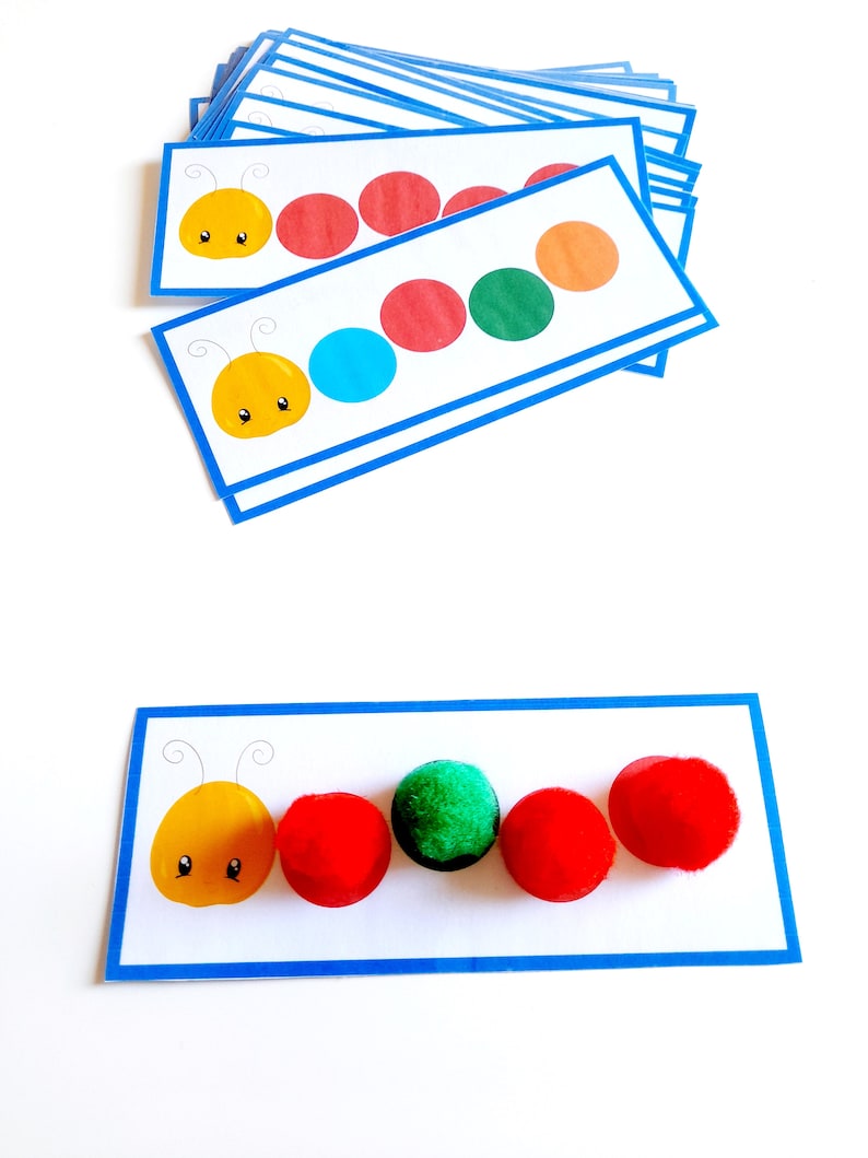 Color Activity With Pompoms and Fine Motor Skills Worksheet for ...