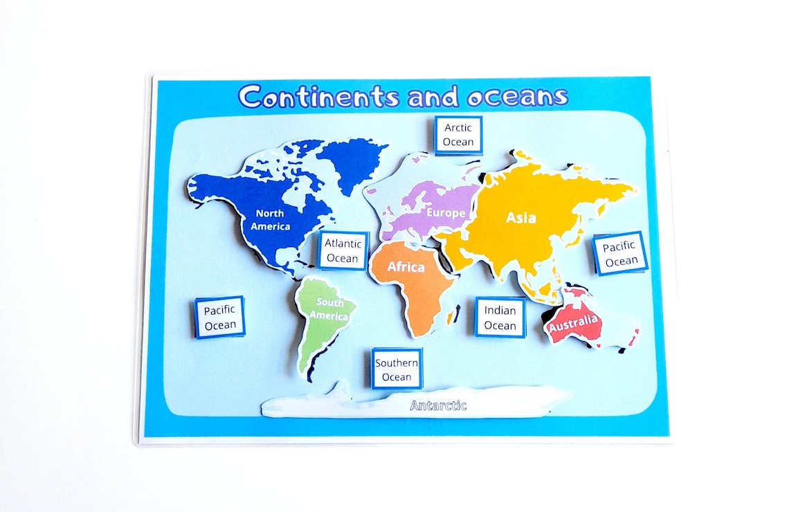 Continents and Oceans, Geography Worksheet, Printables Homeschool, Activity Sheet, World Map ...