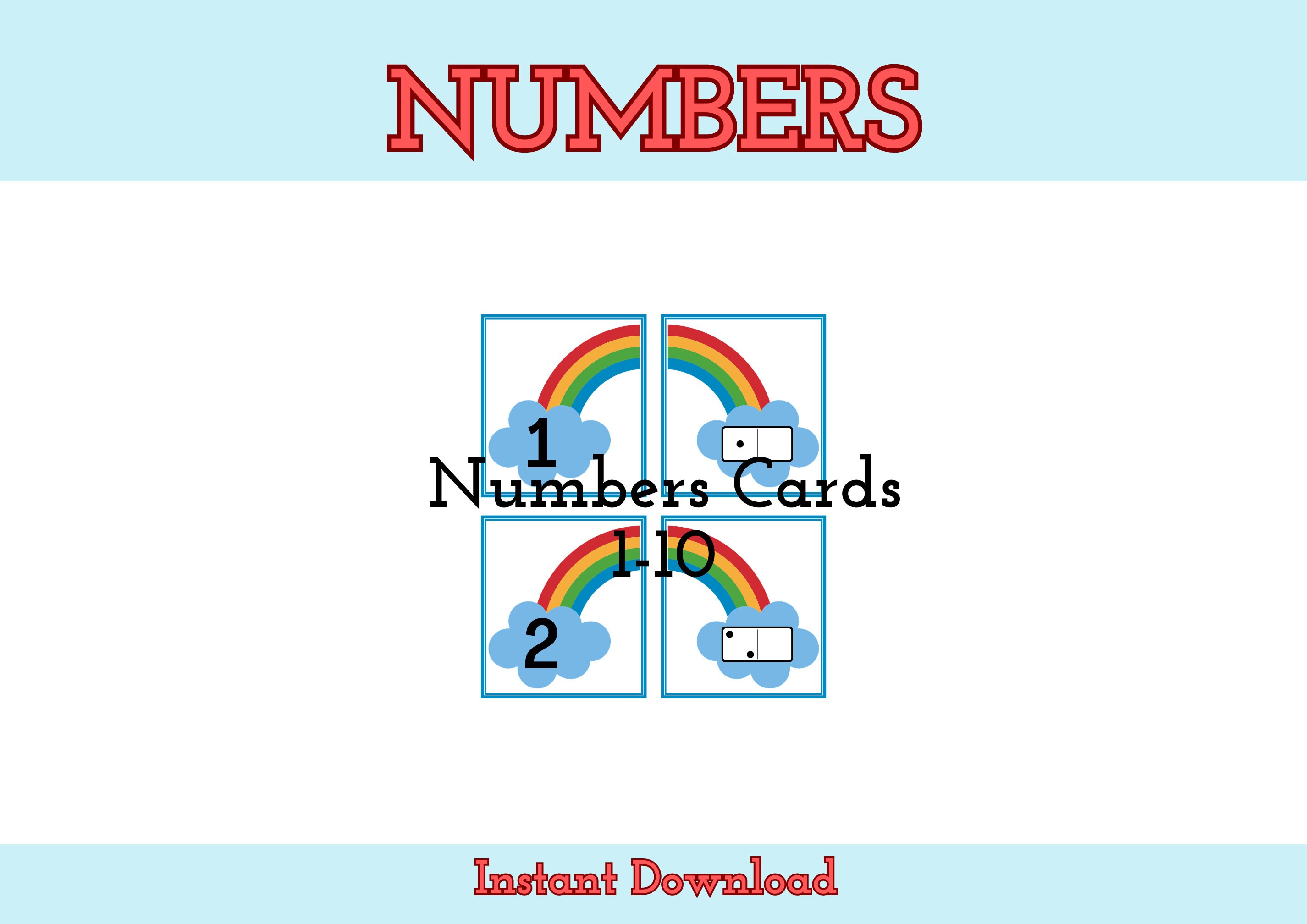 Number Matching Game, Numbers Cardds 1 to 10, Printable Learning ...