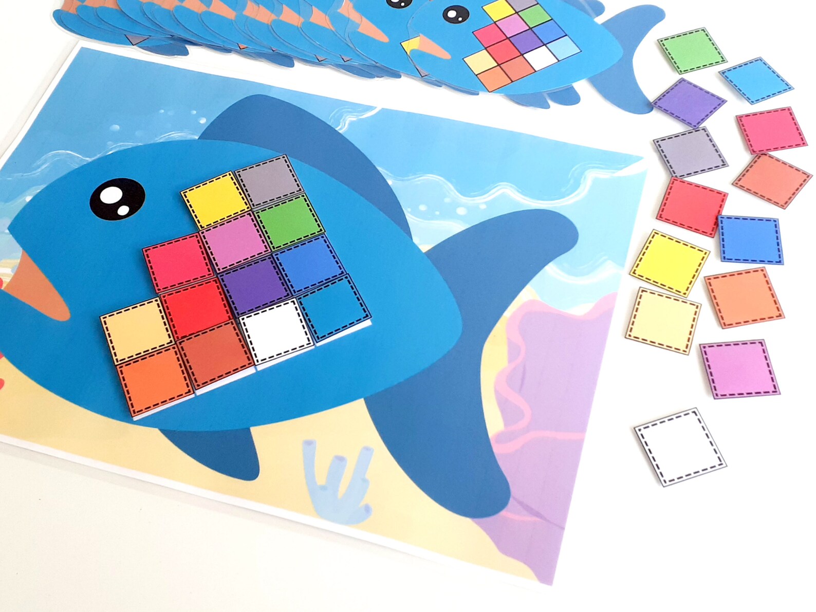 Fish Pattern Activity, Pattern Strips, Color Matching Game, Preschool ...