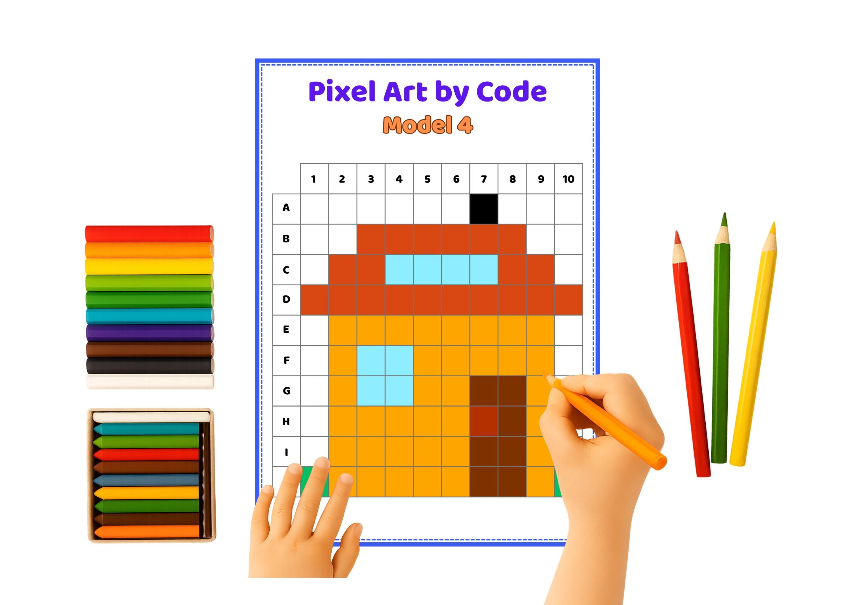 Pixel Art Activity for Kids – 32 Fun Code Coloring Grids + 2 Blank ...