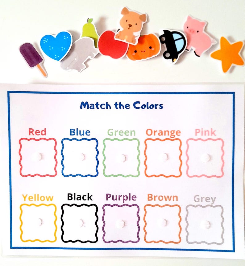 Color Sorting Matching Game, Color Matching Activity - Etsy