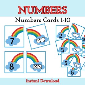 Number Matching Game, Numbers Cardds 1 to 10, Printable Learning ...