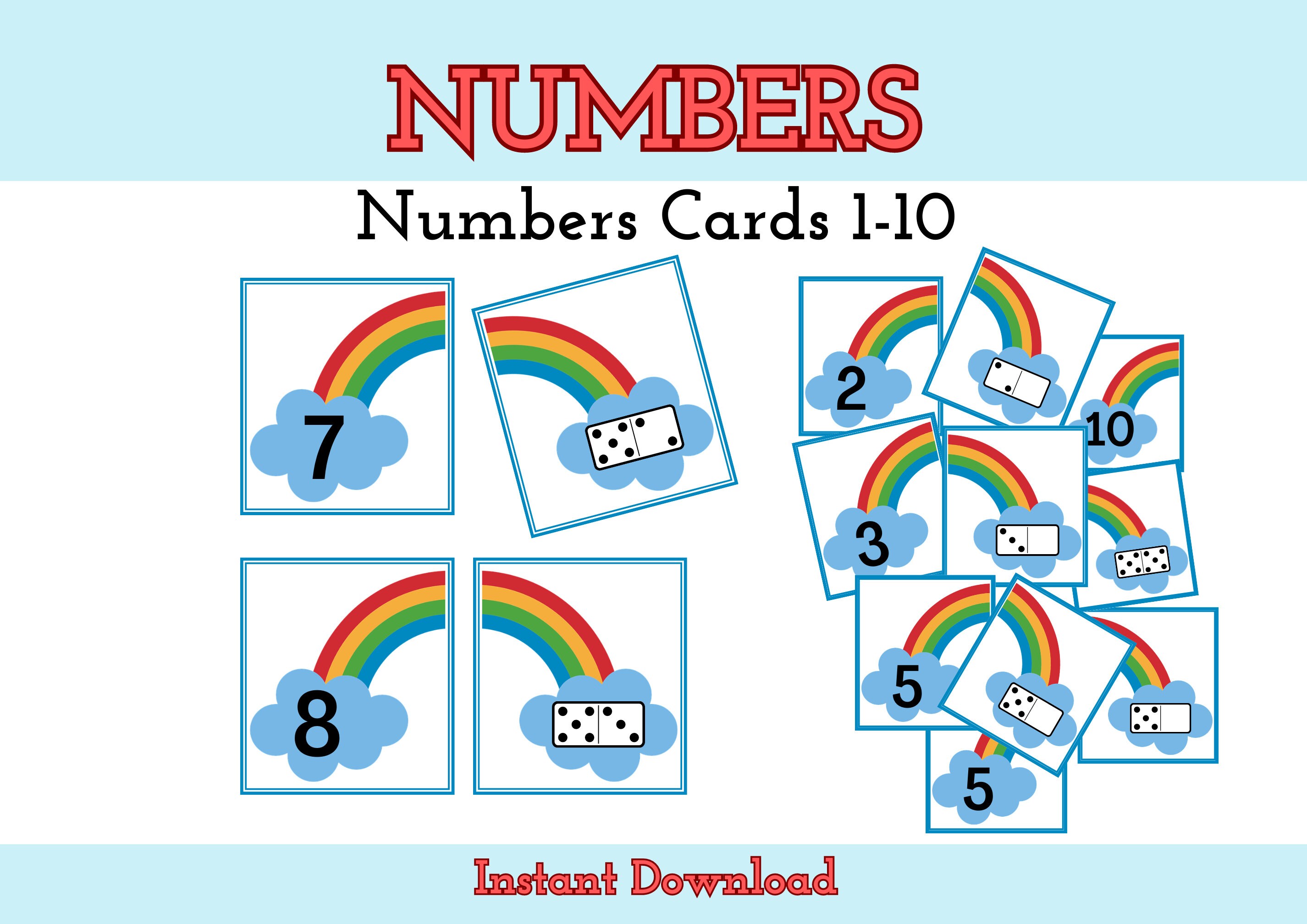 Number Matching Game, Numbers Cardds 1 to 10, Printable Learning ...