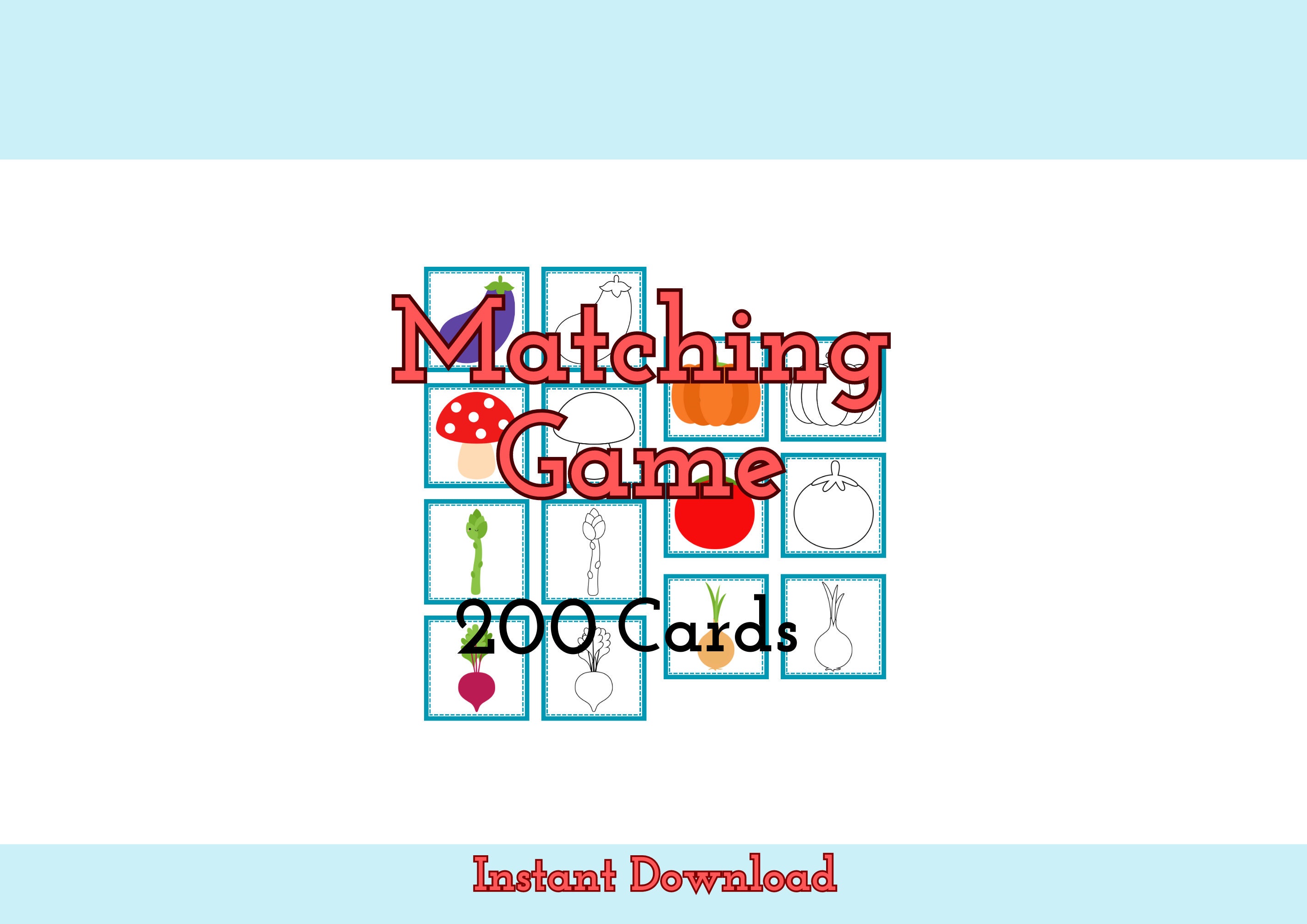 Matching Card Game, Printable Activity for Toddlers, Fine Motor Skills ...