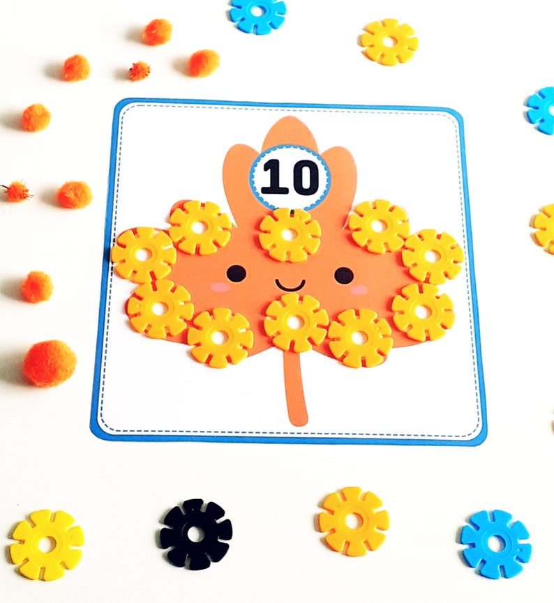 Leaf Counting Activity, Counting With Pompoms, Fine Motor Skills ...