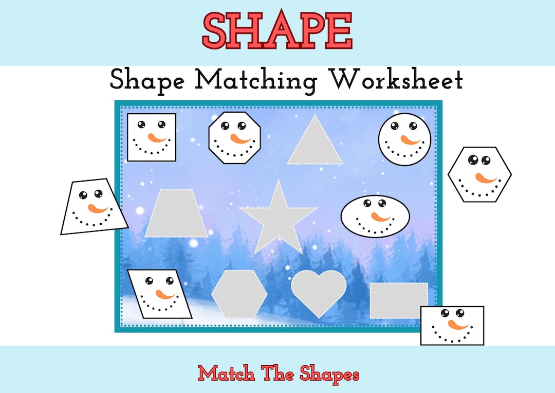 Shape Matching Game, Winter Printable Match Activity, Fine Motor Skills ...