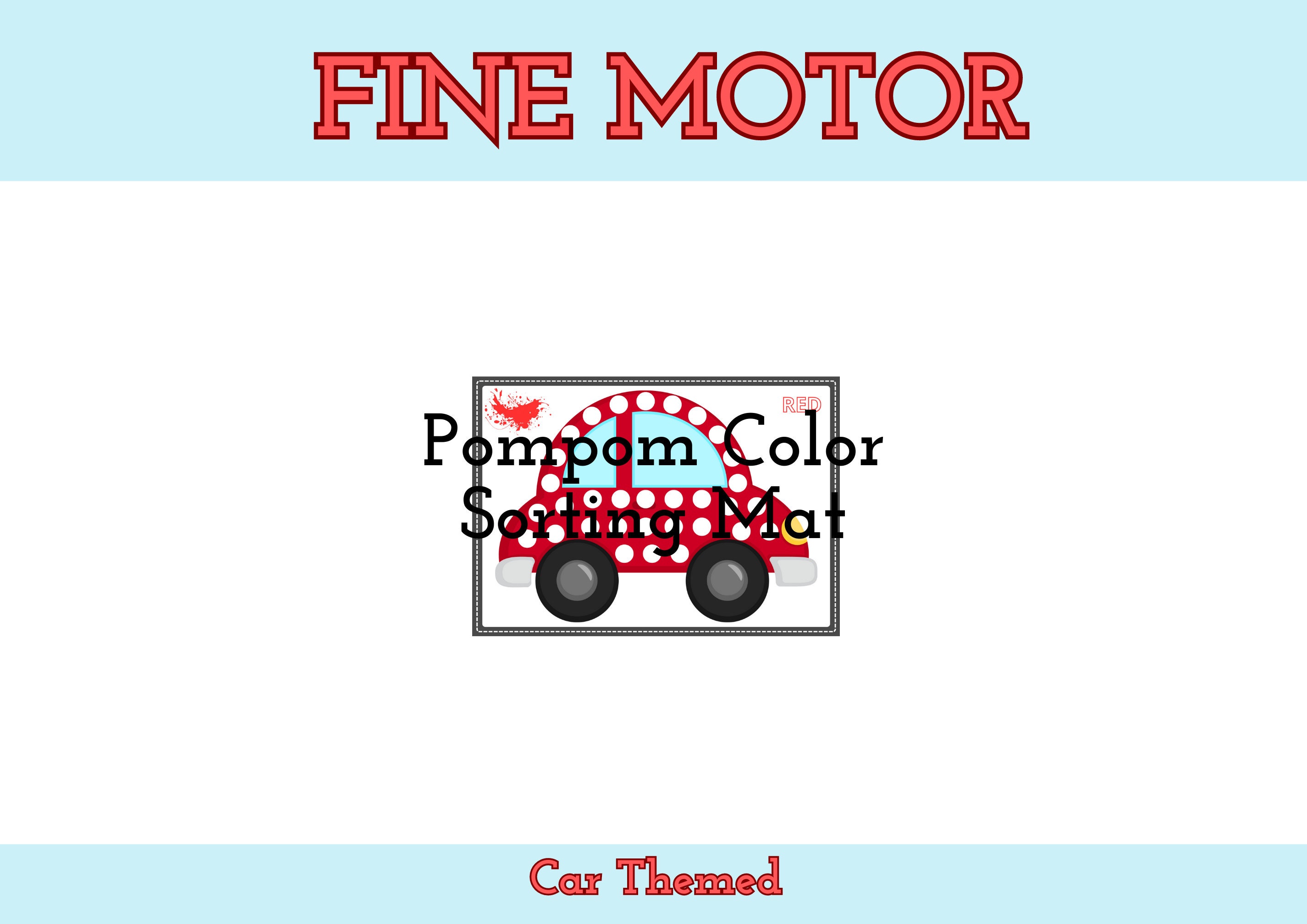 Pompom Color Sorting Mat Car Color Sorting Sorting Color - Etsy