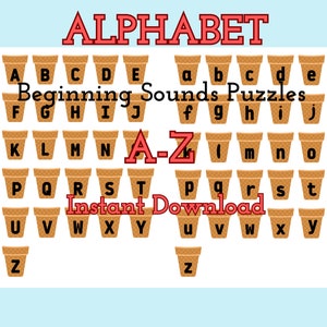 Beginning Sounds Puzzles, Alphabet Matching, Phonics Activity for Kids ...