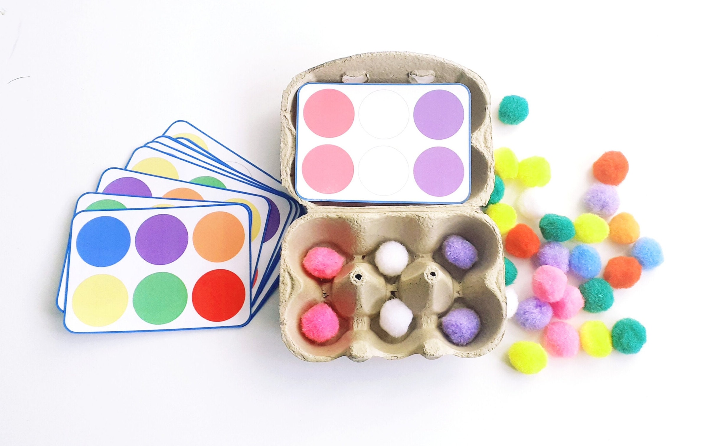 Color Activity With Pompoms and Fine Motor Skills Worksheet for ...
