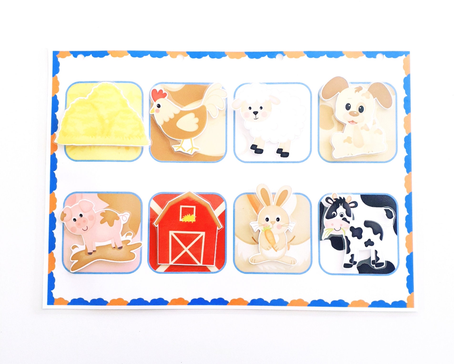 Animal Matching Game Farm Animal Matching Game - Etsy